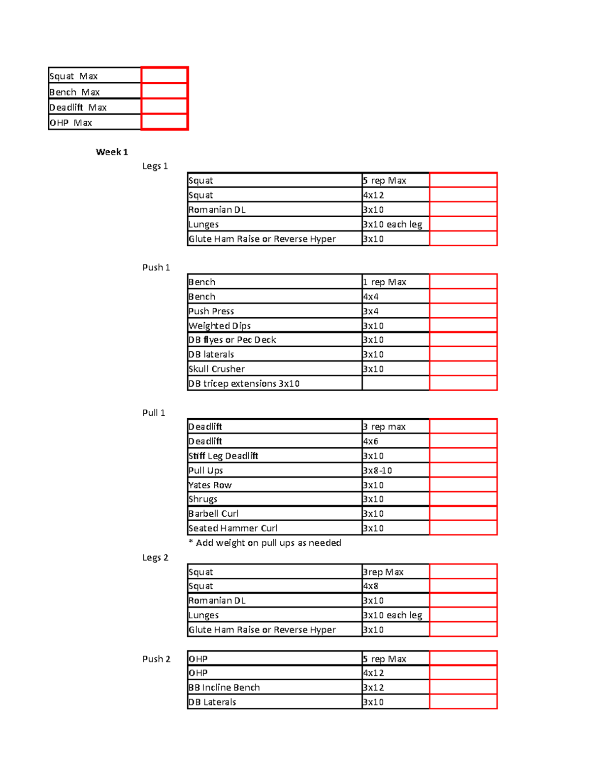 Pdfcoffee - Hsjsjssknskskekskw - Squat Max Bench Max Deadlift Max OHP ...