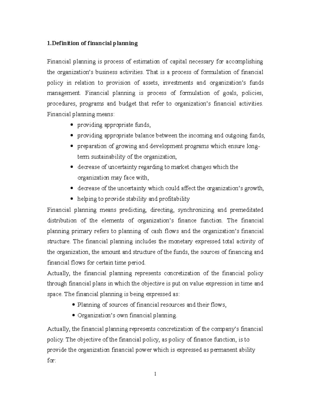 Financial planning - Question - Business finance - Studocu