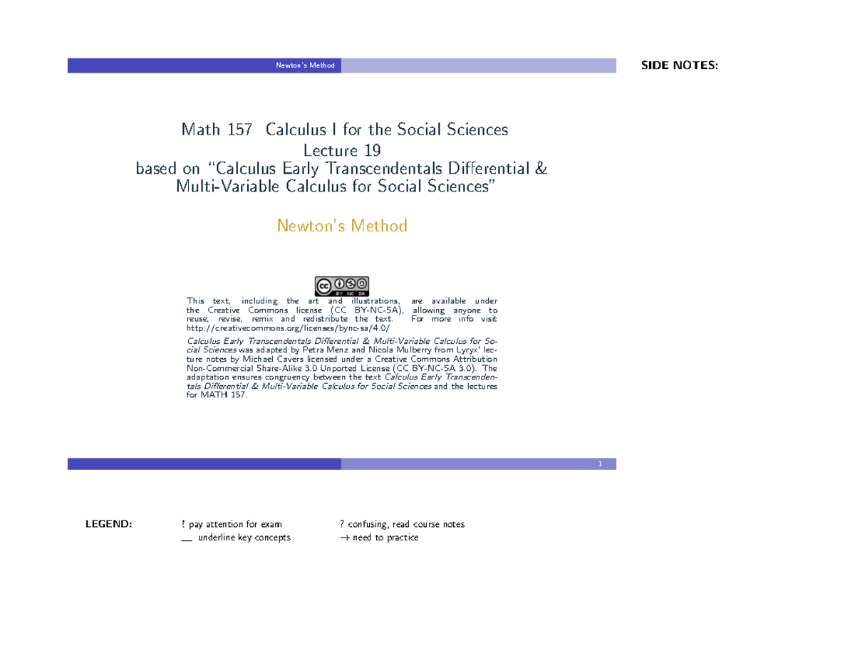 157SN19-application - jhgfds - Math 157 Calculus I for the Social ...