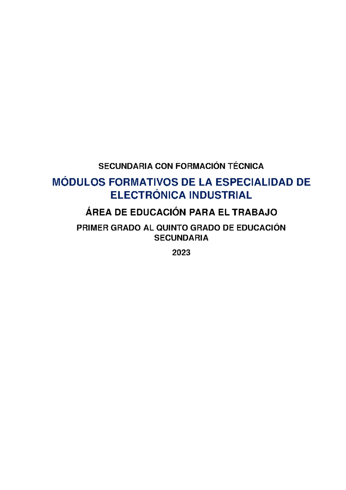 15. Modulo Formativo Electronica Industrial - SECUNDARIA CON FORMACIÓN TÉCNICA MÓDULOS ...