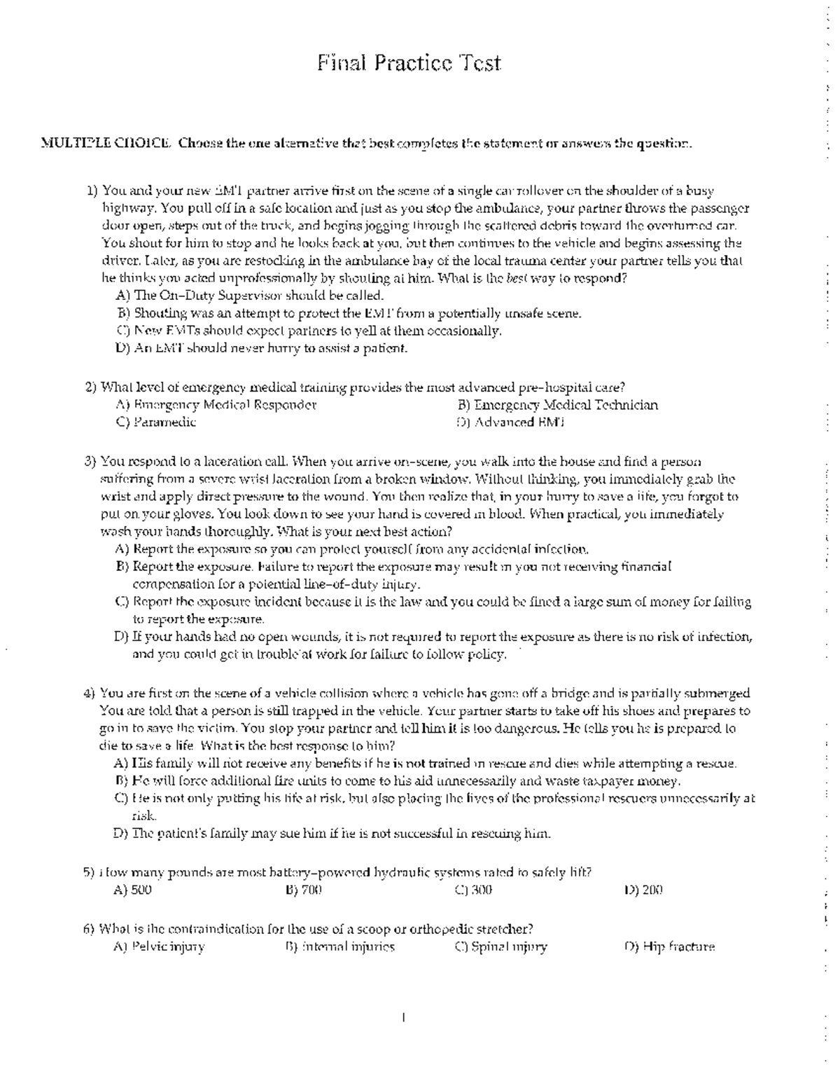 Final practice test 13e - Final Practice Test MULTIPLE CHOICE. Choose ...