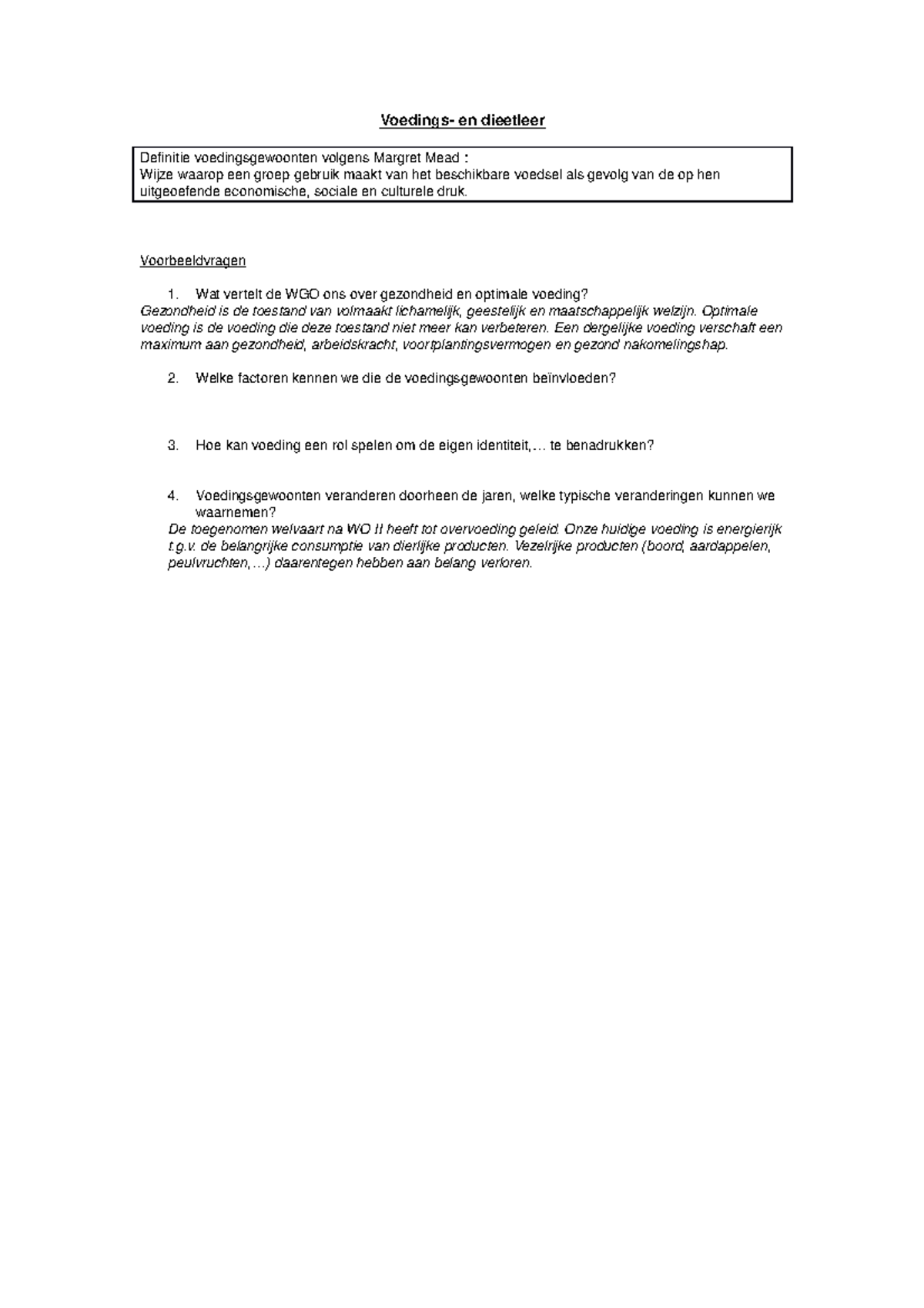 Voorbeeldvragen examen - Voedings- en dieetleer Definitie ...
