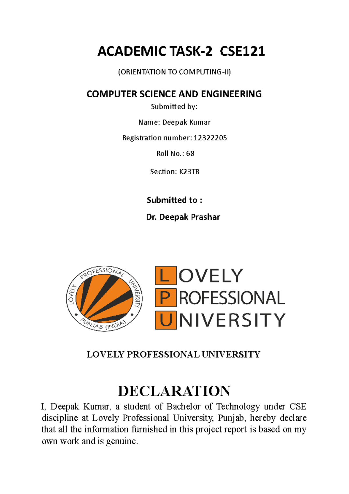 Cse121huuuuuuuuu Academic Task 2 Cse Orientation To Computing Ii