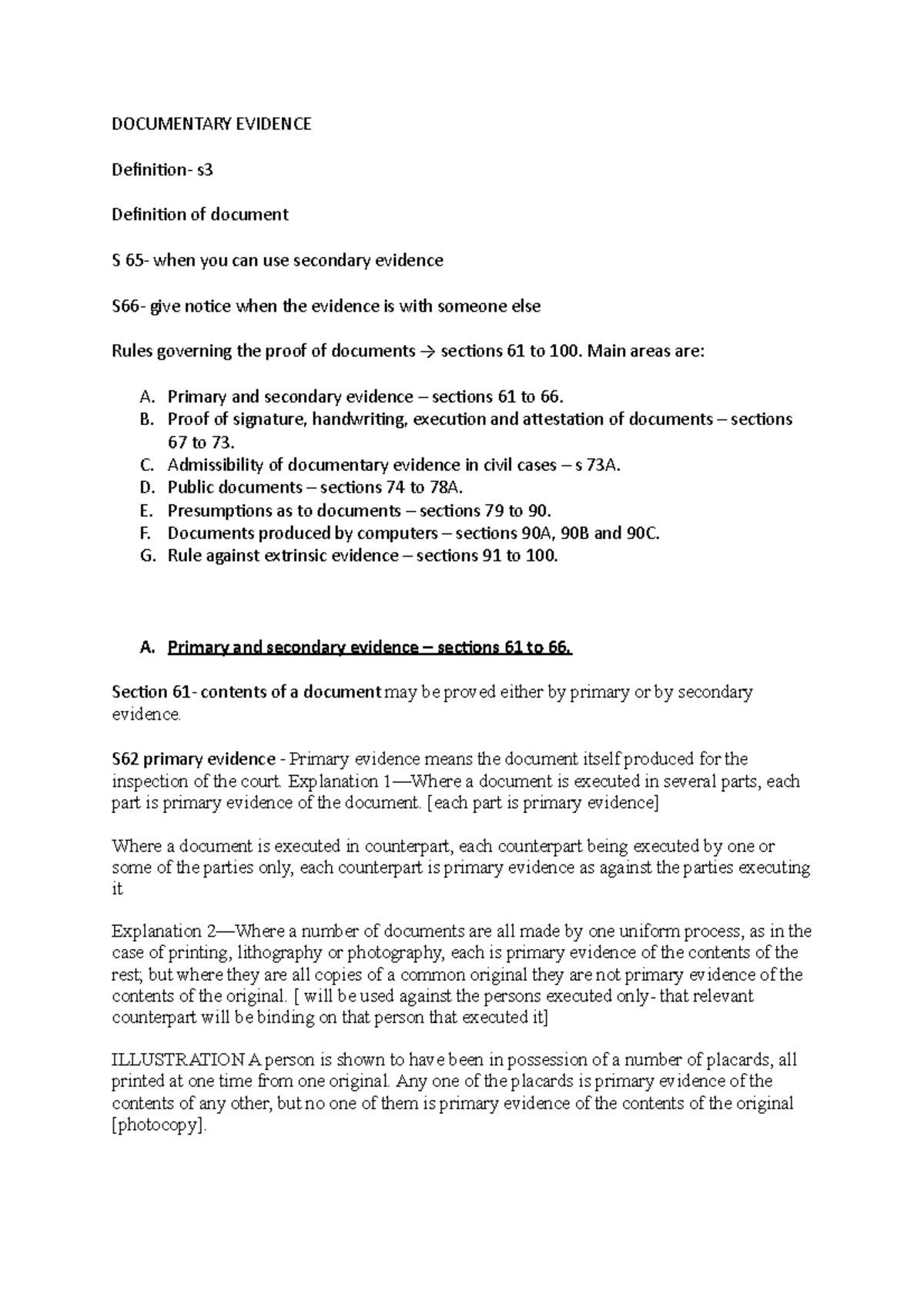 Documentary Evidence- Lecture 13:6 - DOCUMENTARY EVIDENCE Definition- s ...