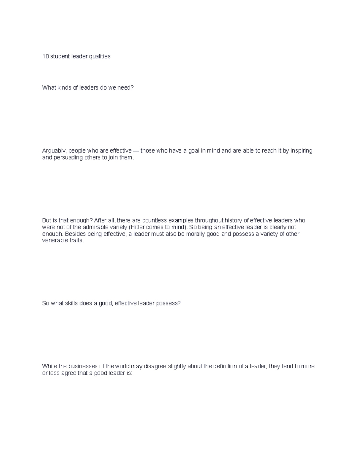 10 student leader qualities - 10 student leader qualities What kinds of ...