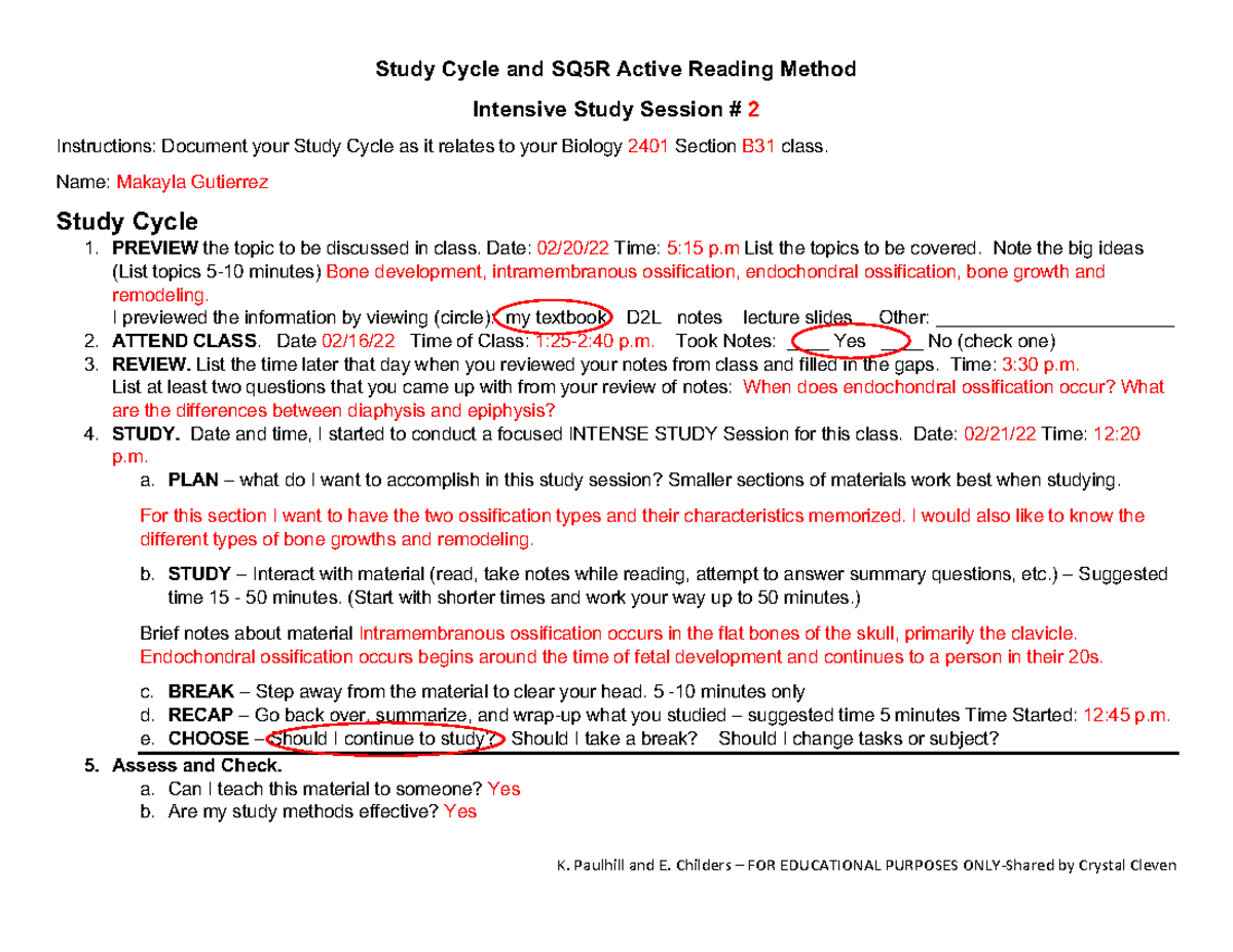 SQ5R 2 - Active reading method 2. - K. Paulhill and E. Childers 3 FOR ...
