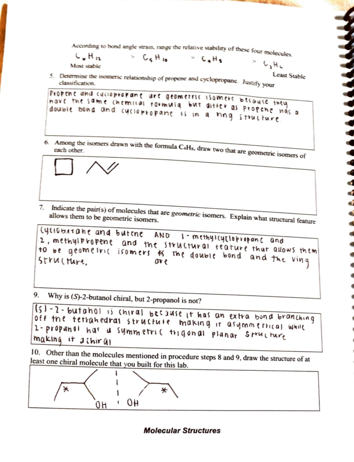 Lab 1: Molecular Structures - Ac..-onim;g .., oond angle s.u-. range ...