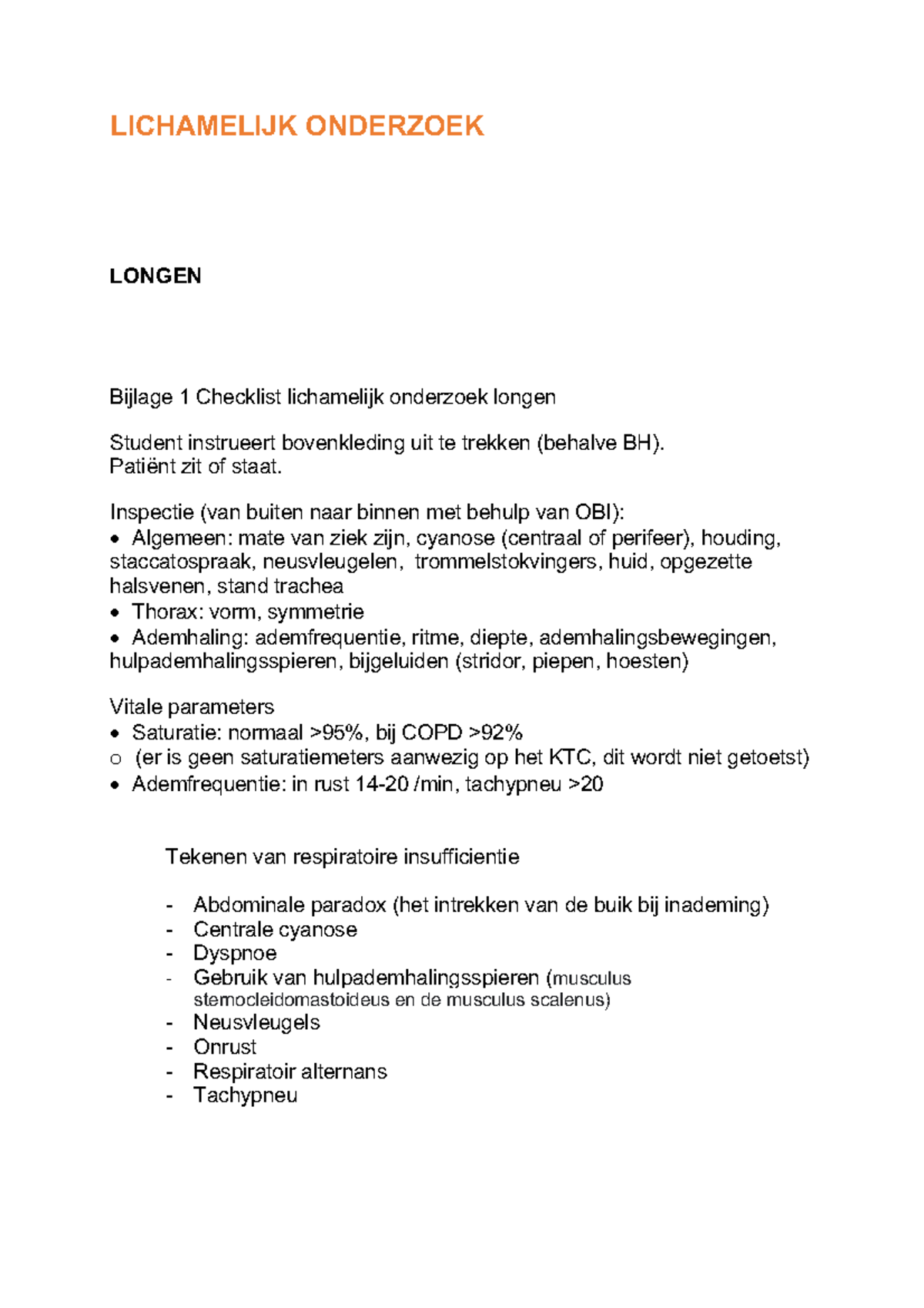 STAT LO - stat jaar 1 gek - LICHAMELIJK ONDERZOEK LONGEN Bijlage 1 ...