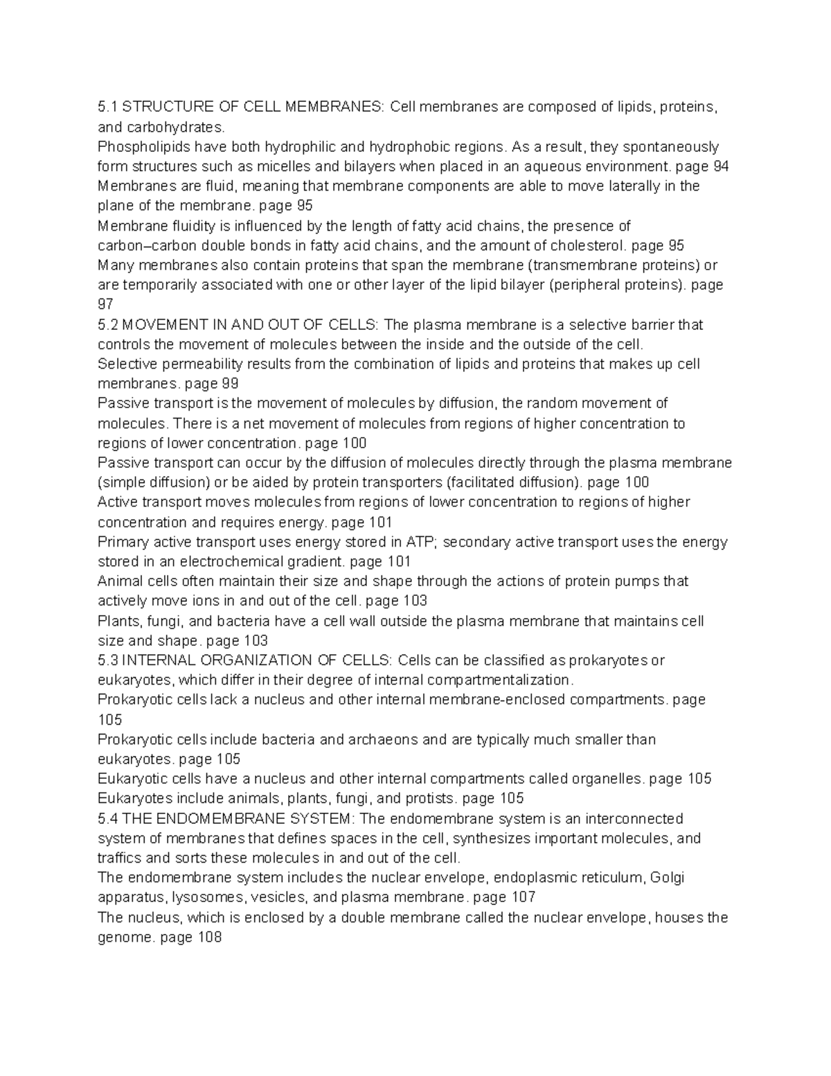 Chapter 5 summary - Biology: How Life Works - 5 STRUCTURE OF CELL ...