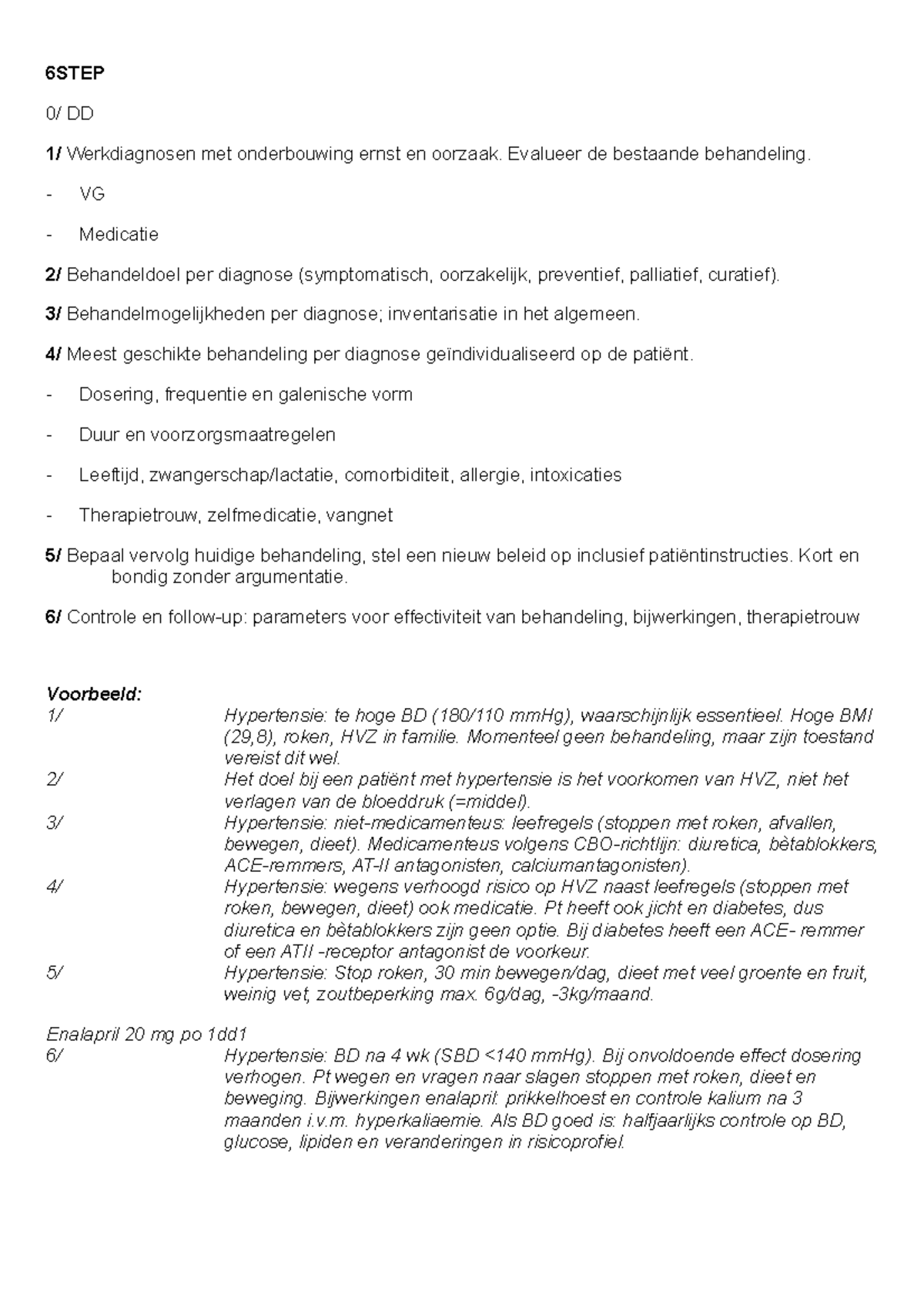6STEP - 6 step methode - 6STEP 0/ DD 1/ Werkdiagnosen met onderbouwing ...
