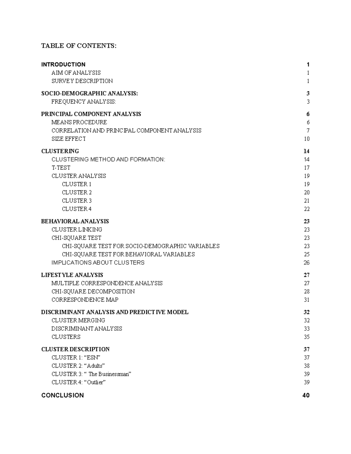 MRA final report example - TABLE OF CONTENTS: INTRODUCTION AIM OF ...