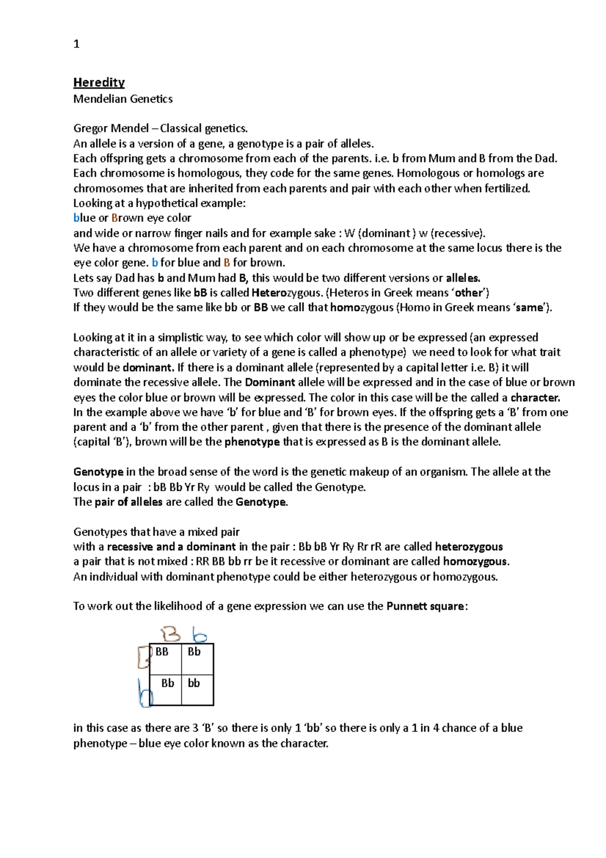 003 Heredity Notes - Heredity Mendelian Genetics Gregor Mendel ...