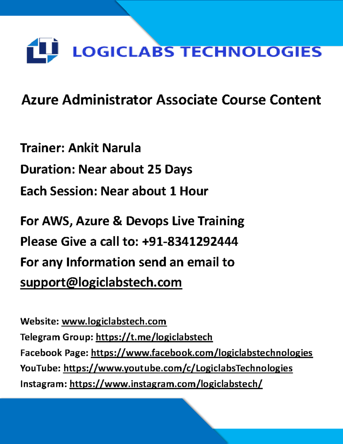 Azure Administrator Associate Course Content - Trainer: Ankit Narula ...