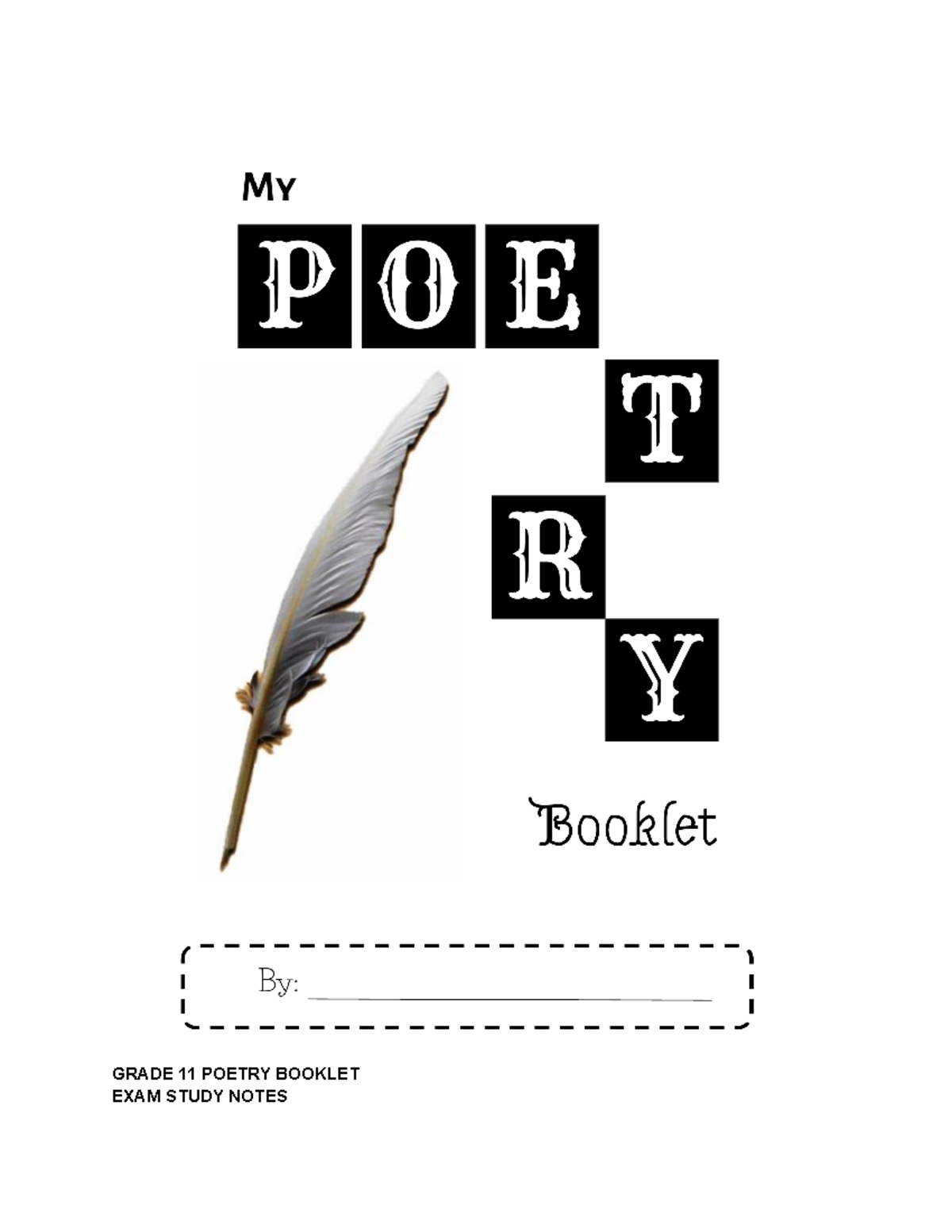 Grade 11 Poetry Booklet - GRADE 11 POETRY BOOKLET EXAM STUDY NOTES ...