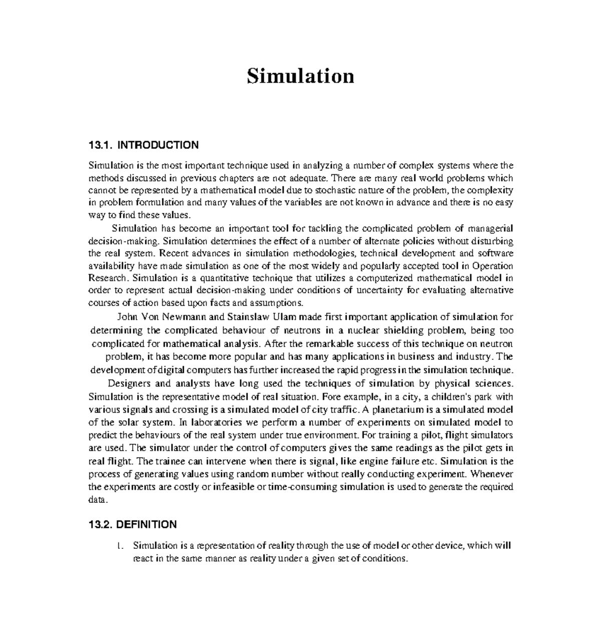 Module 6 - Lecture notes Operations Research - Simulation 13 ...