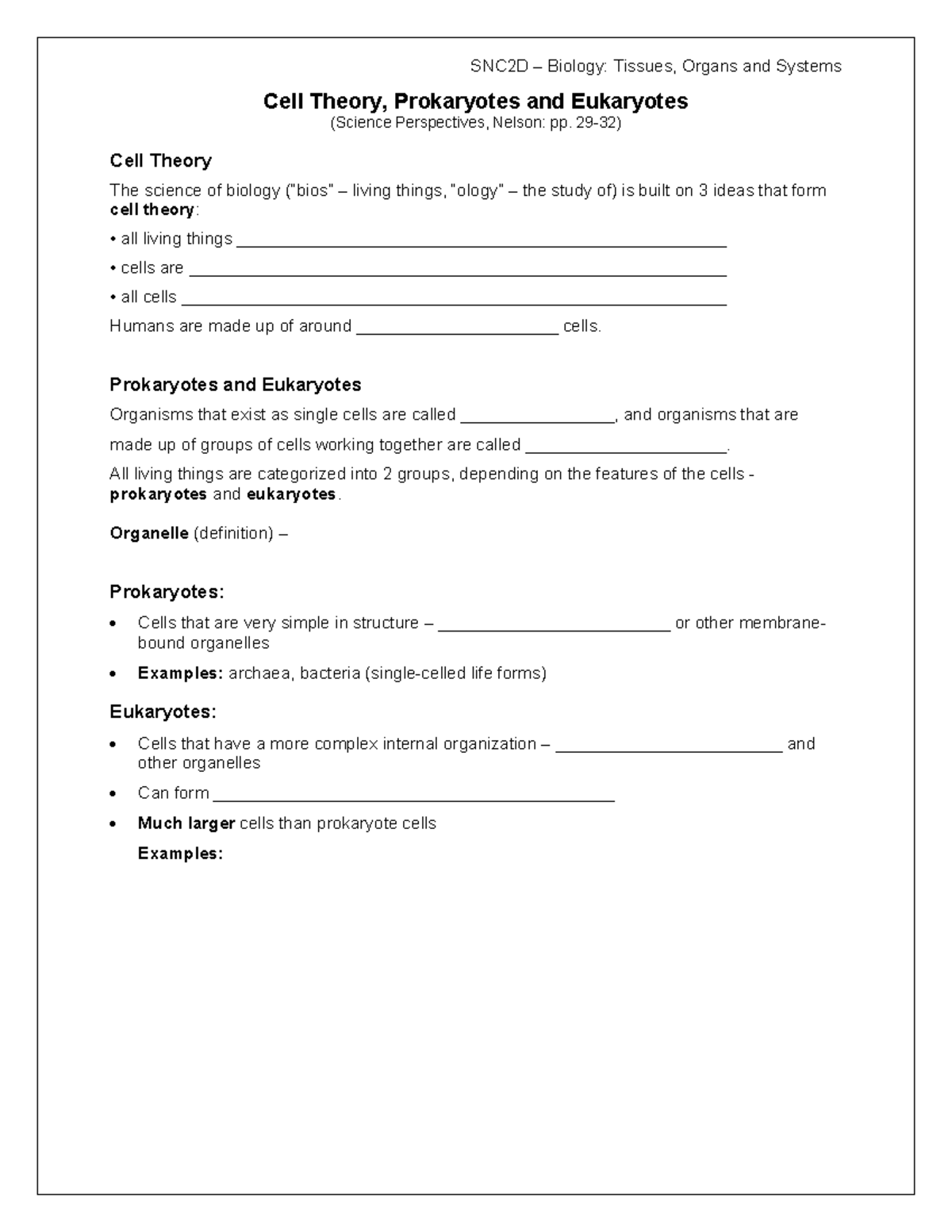 Cell Theory, Prokaryotes and Eukaryotes - CHEM 1060 - U of G - Studocu