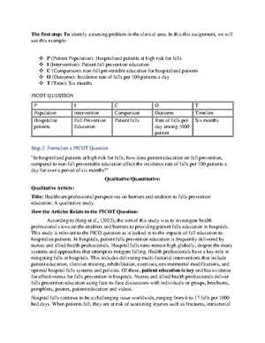 [Solved] Type 2 Diabetes Mellitus PICOT questions - Nursing Research ...