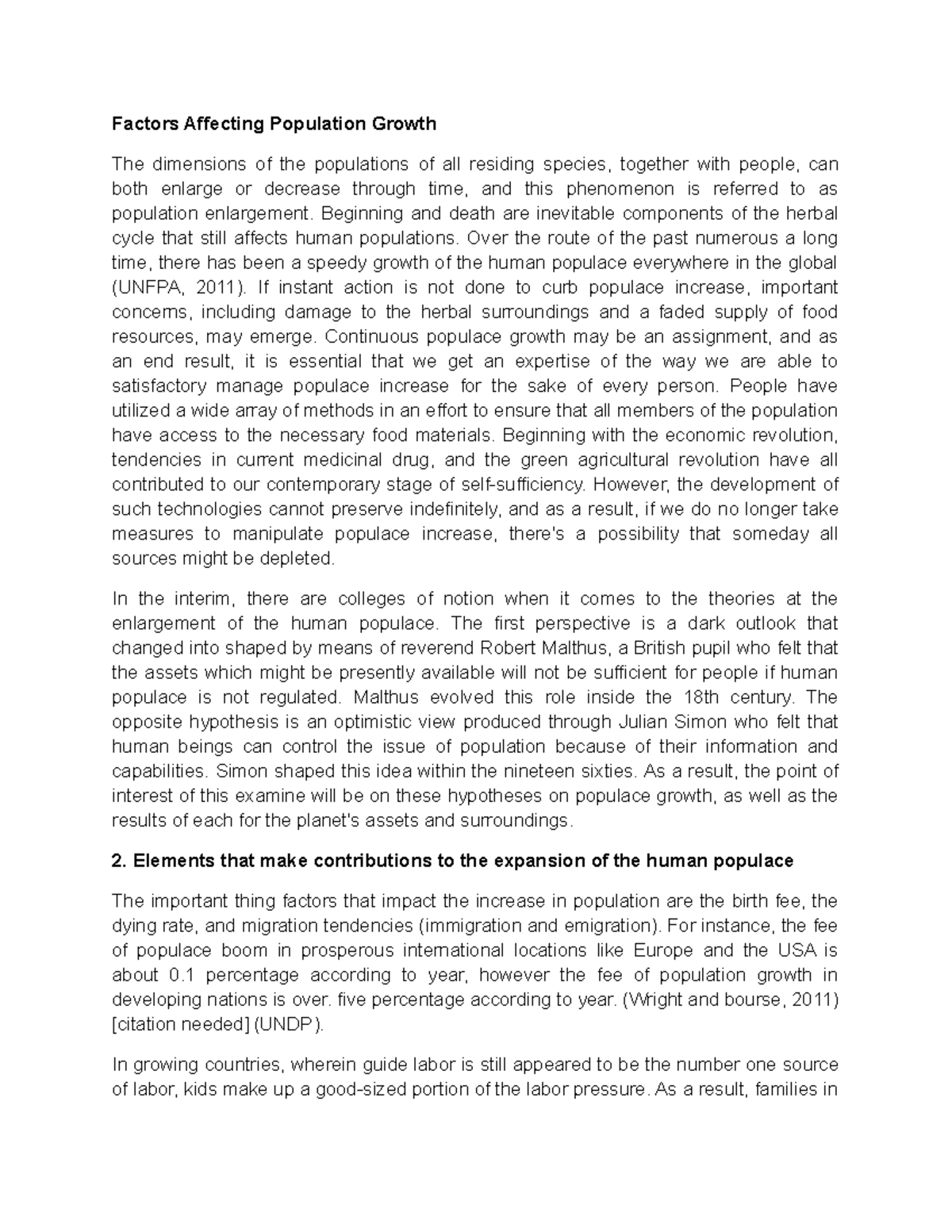 Factors Affecting Population Growth - Beginning and death are ...