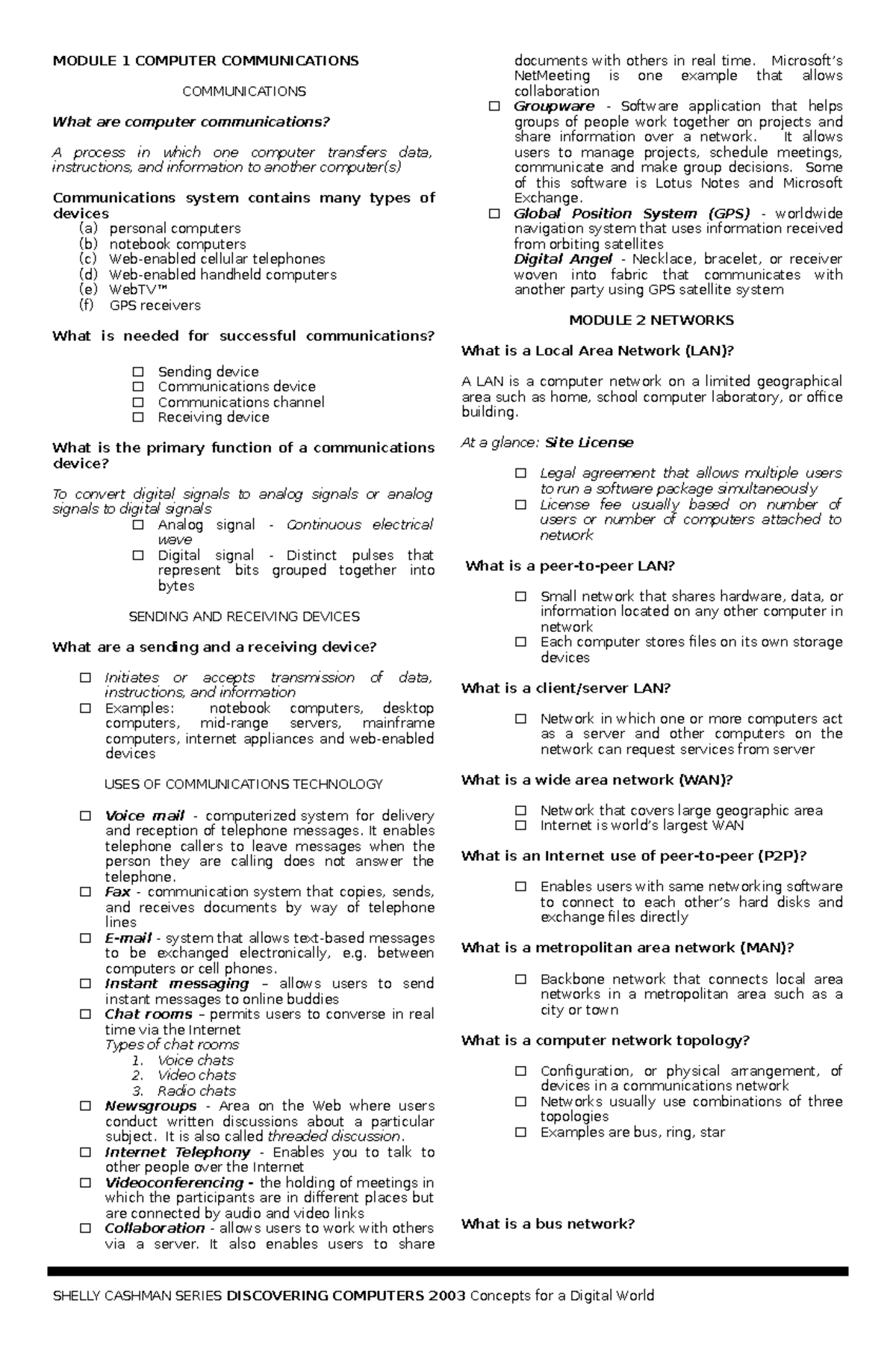 Computer communications - MODULE 1 COMPUTER COMMUNICATIONS ...