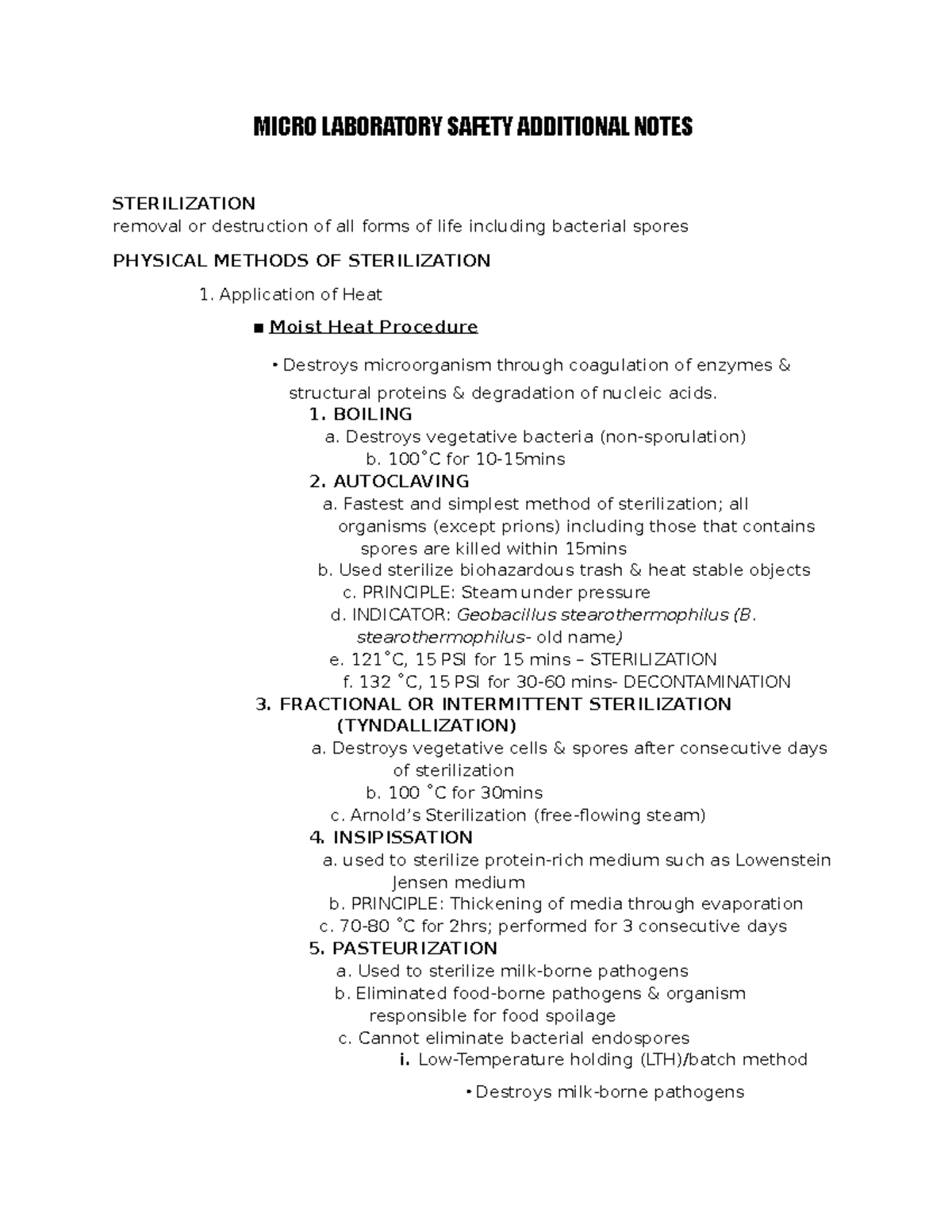 Micro Laboratory Safety Additional Notes - MICRO LABORATORY SAFETY ...