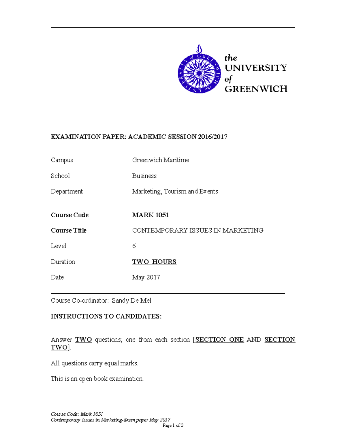 Exam final 14 March 2017, questions and answers - EXAMINATION PAPER ...