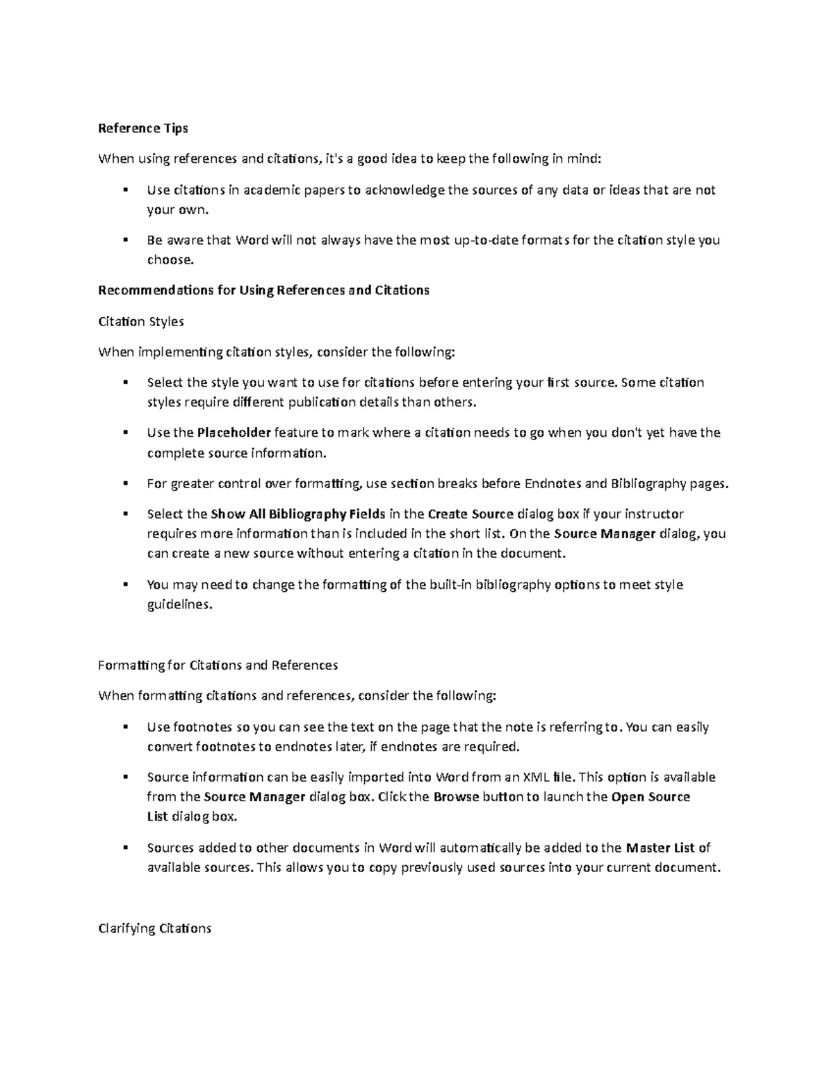 Lecture Notes 6 - Reference Tips When using references and citations ...