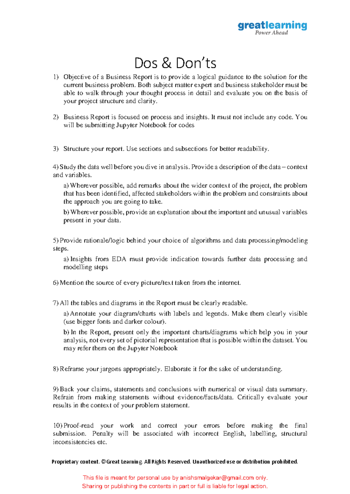 Business+Report+-+Dos+%26+Donts - Proprietary content. ©Great Learning ...