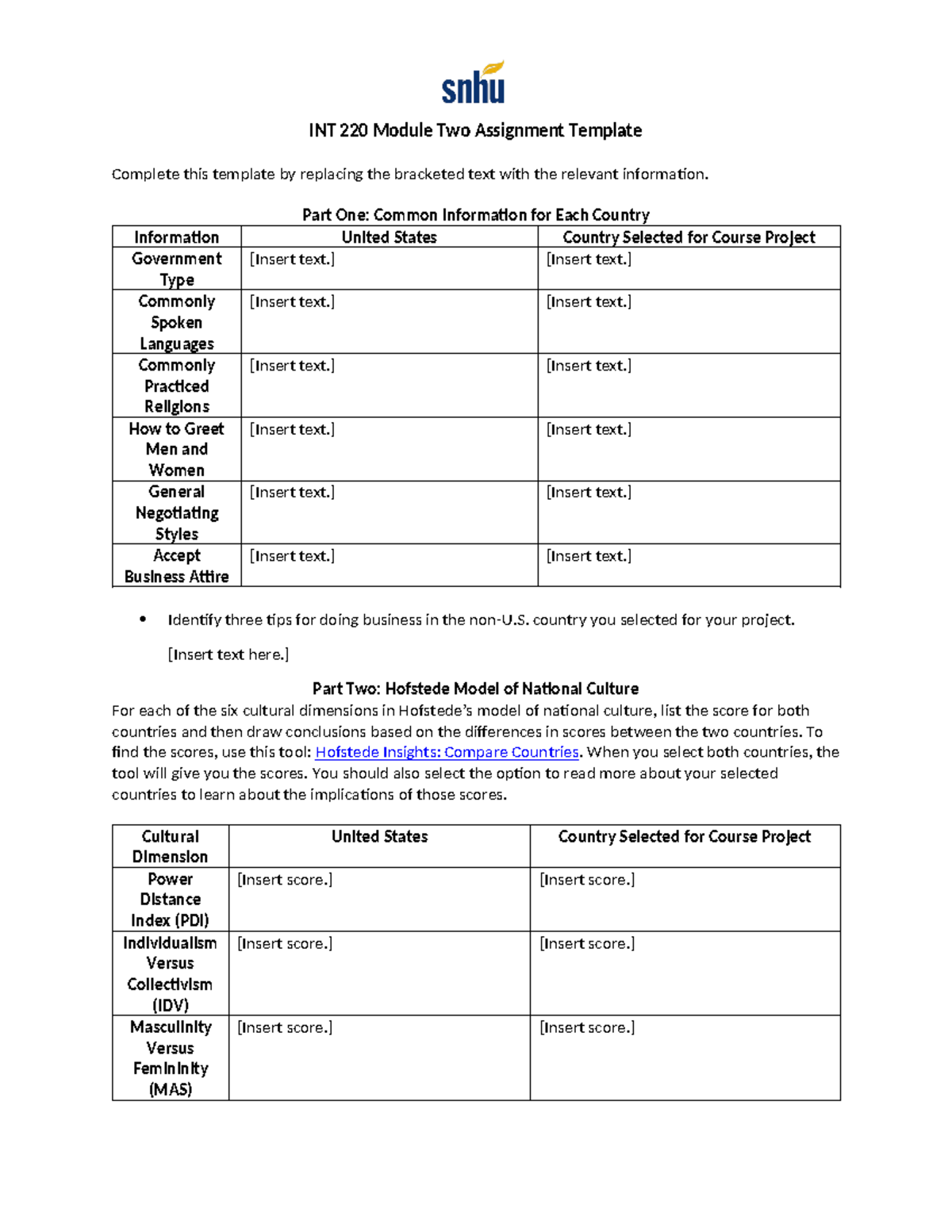 INT 220 Module Two Assignment Template - INT 220 Module Two Assignment Template Complete this ...