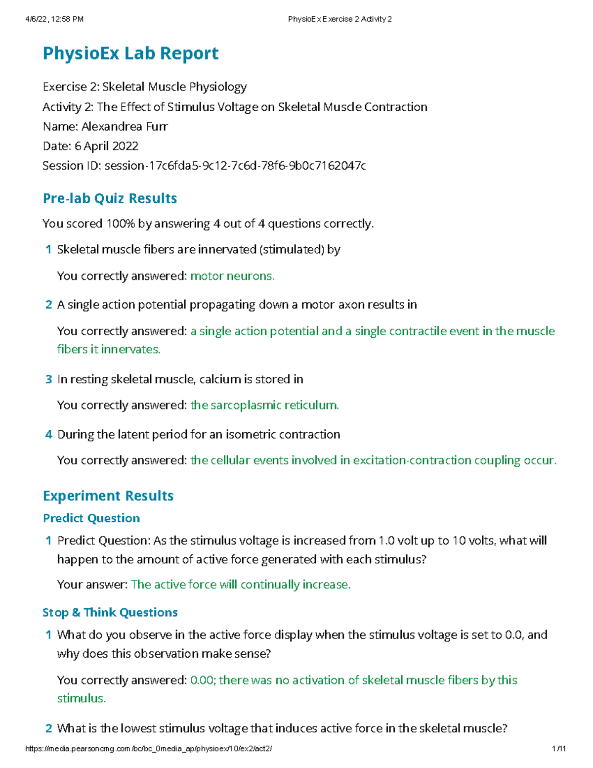 Physio Ex Exercise 2 Activity 2 - PhysioEx Lab Report Exercise 2 ...