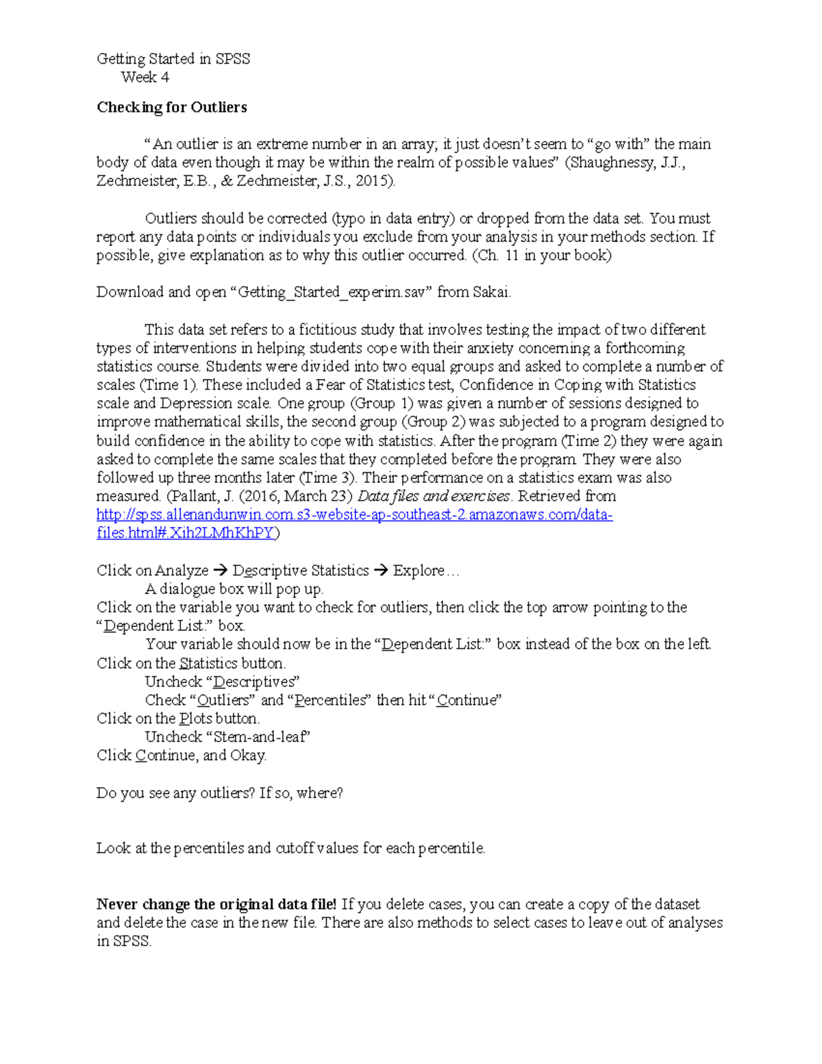 Checking for Outliers - Getting Started in SPSS Week 4 Checking for ...