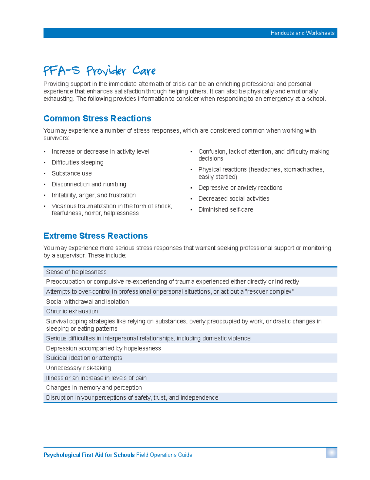 Pfa for schools provider care - Disaster Readines - UMak - Studocu