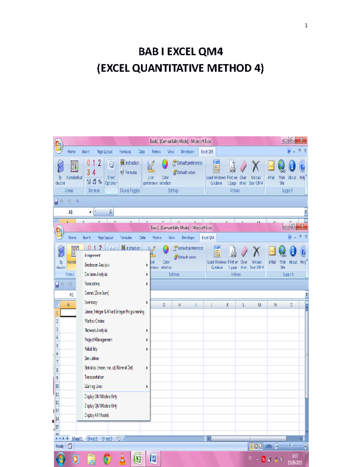 Assigment - Sebagai Reference mahasiswa untuk belajar - BAB I EXCEL QM (EXCEL QUANTITATIVE ...