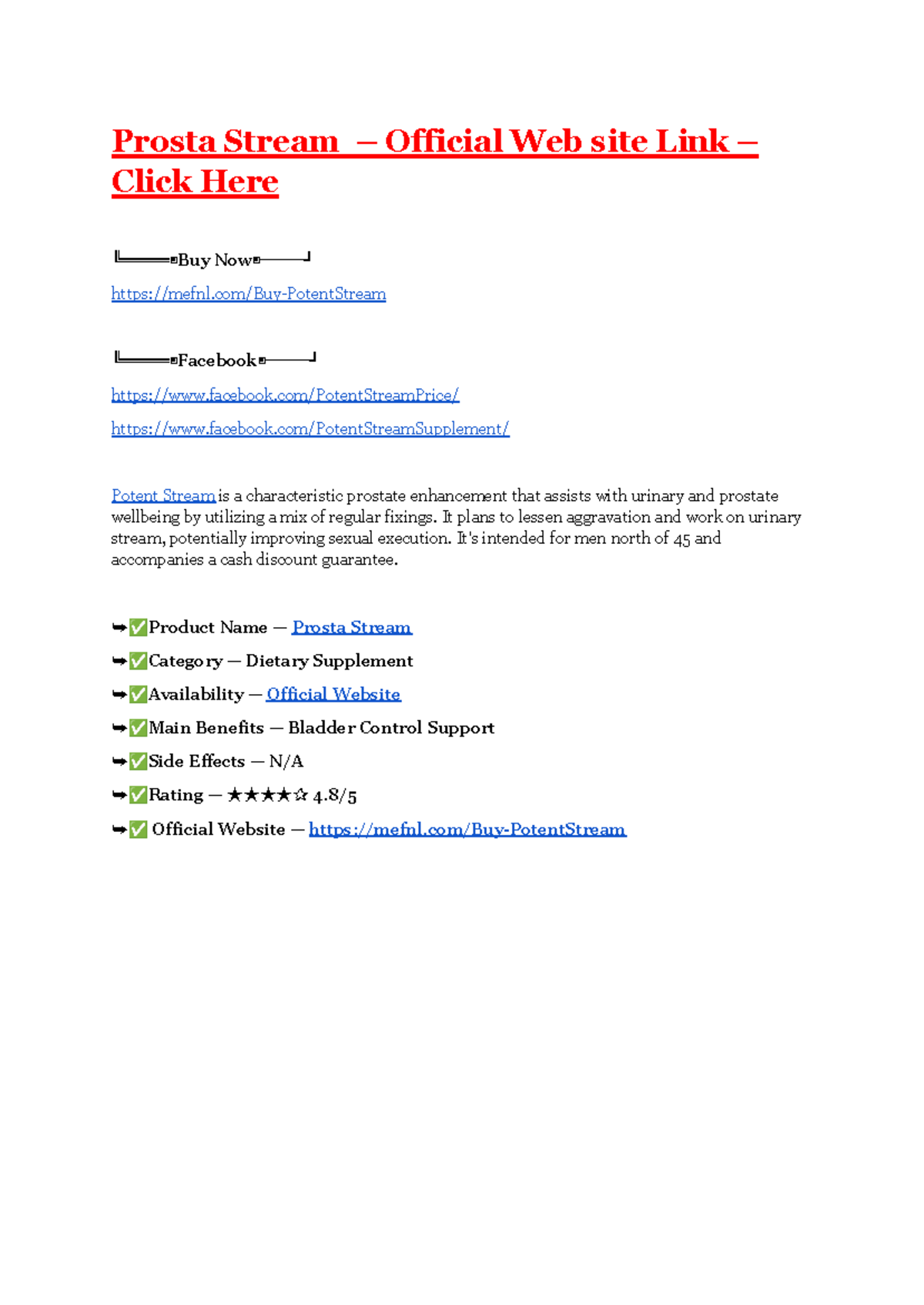 Potent Stream Reviews, Price And Benefits, Order - Prosta Stream ...