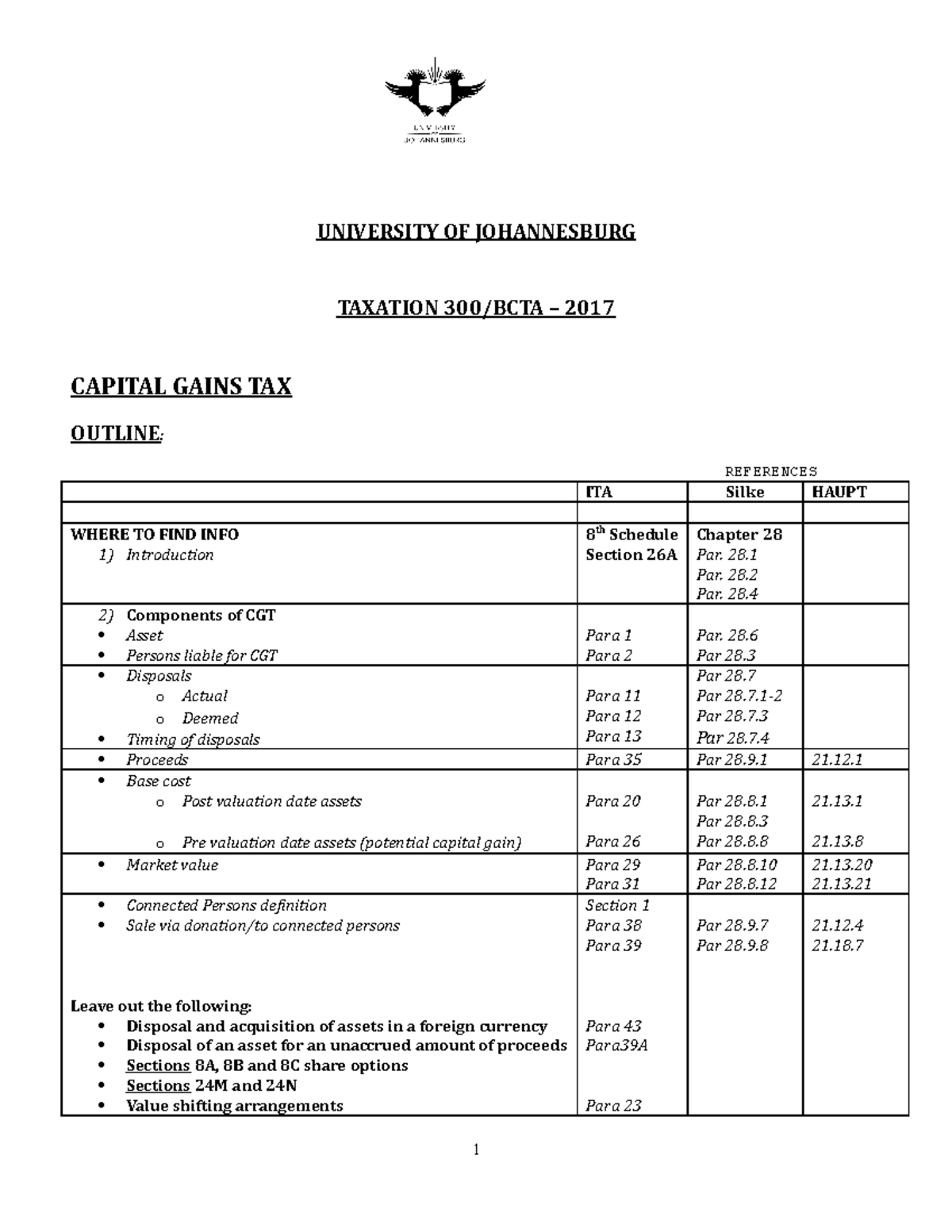 CGT 1 2017 [CAPITAL GAINS TAX] - UNIVERSITY OF JOHANNESBURG TAXATION ...