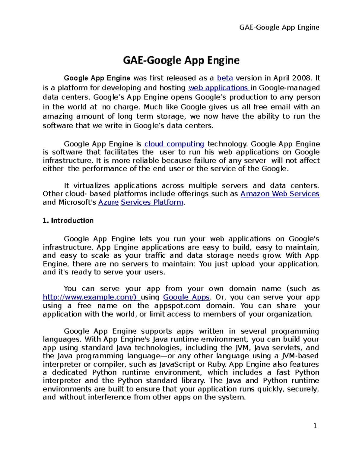 GAE - Google application environment - GAE-Google App Engine 1 GAE-Google App Engine Google App ...