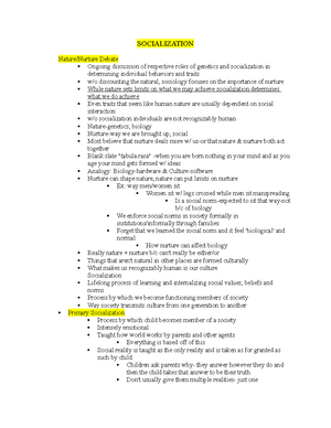 Sociology Chap 4, Socialization, Interaction & the Self - Sociology 1 ...