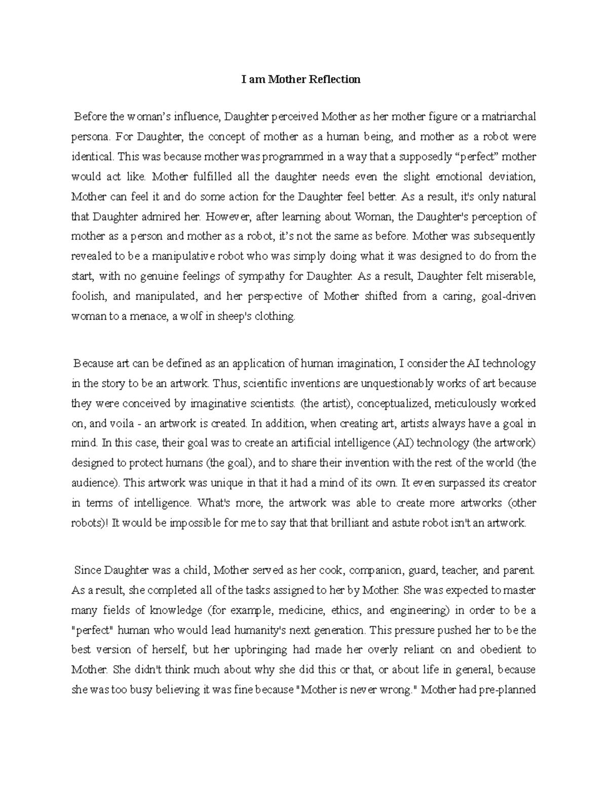 I am Mother Reflection - I am Mother Reflection Before the woman’s ...