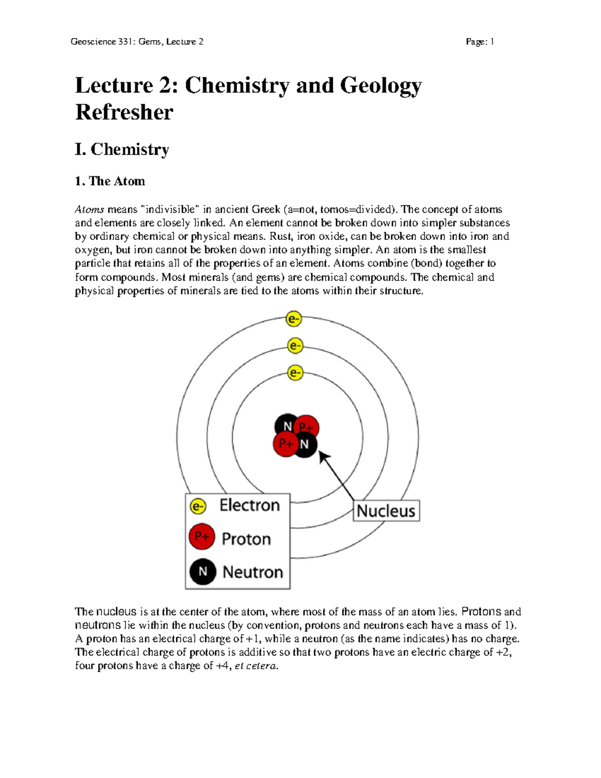 Lecture 2 Gems 331 - Lecture 2: Chemistry and Geology Refresher I ...