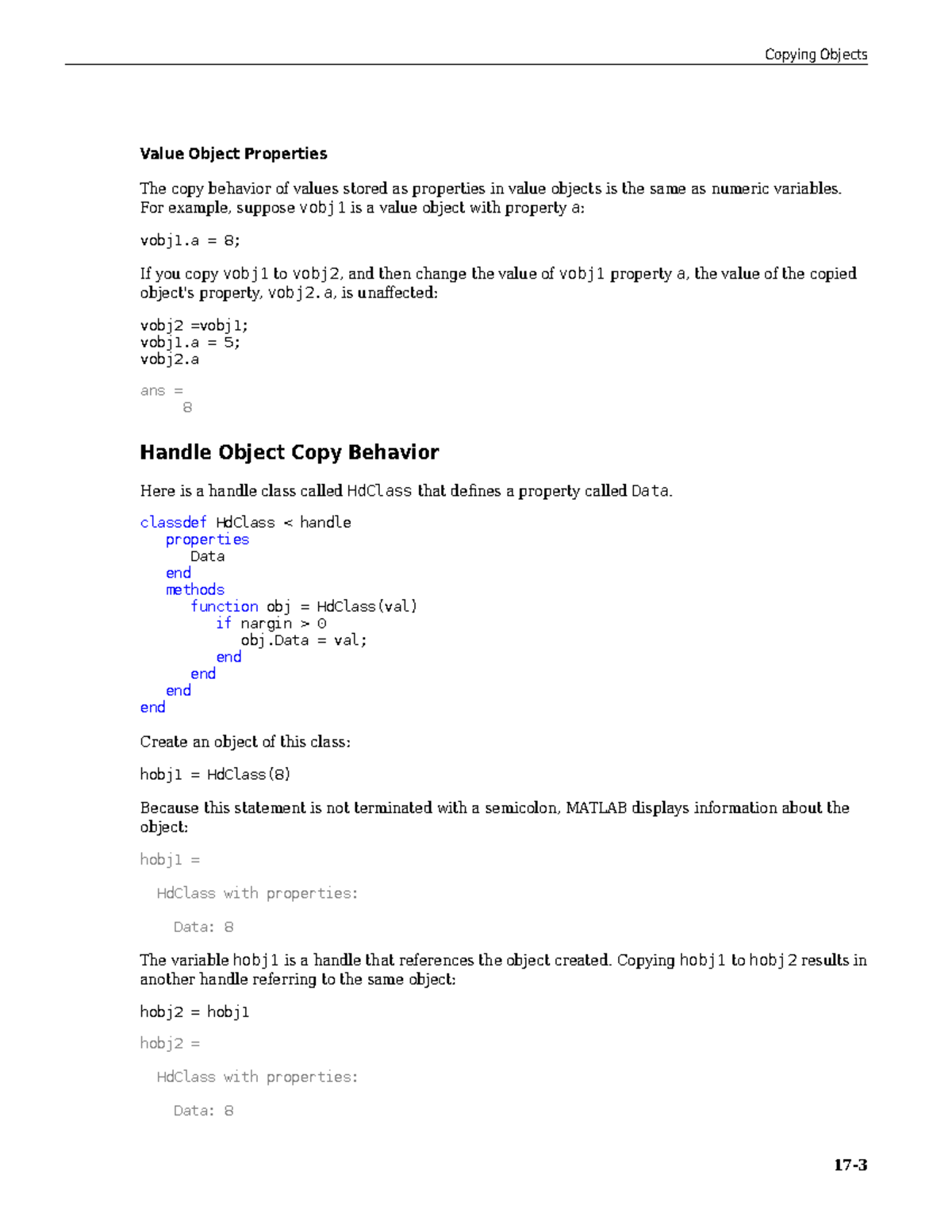 Matlab Prog 68 Value Object Properties The Copy Behavior Of Values Stored As