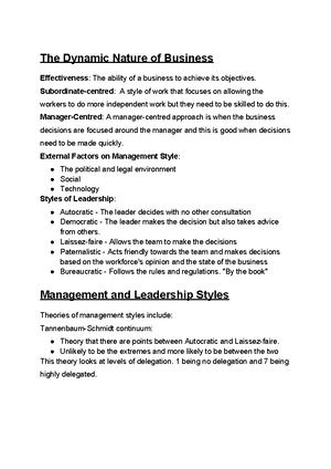 Business (A-Level Theme 4 Notes) - Theme 4 Business Globalisation 1 ...