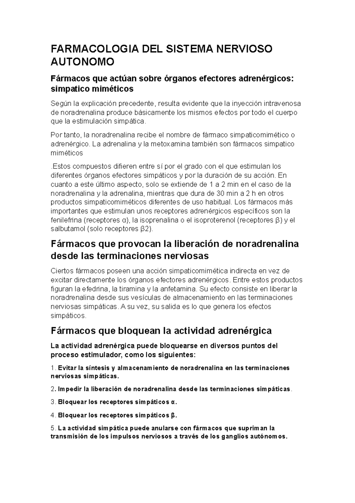 Farmacologia DEL Sistema Nervioso Autonomo - FARMACOLOGIA DEL SISTEMA NERVIOSO AUTONOMO Fármacos ...