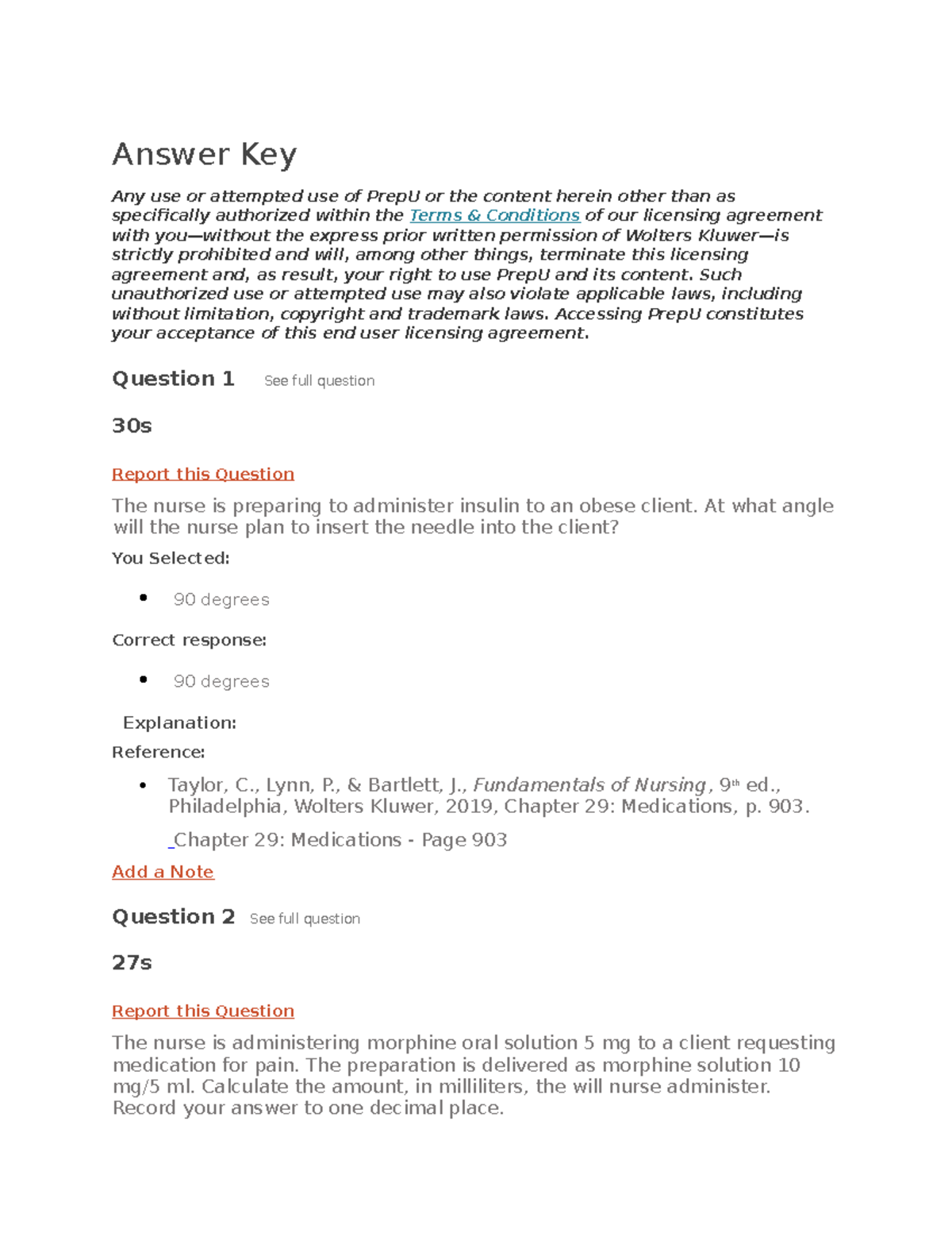 5th Prep U Mastery Quiz Q&A - Pharm - Answer Key Any use or attempted ...