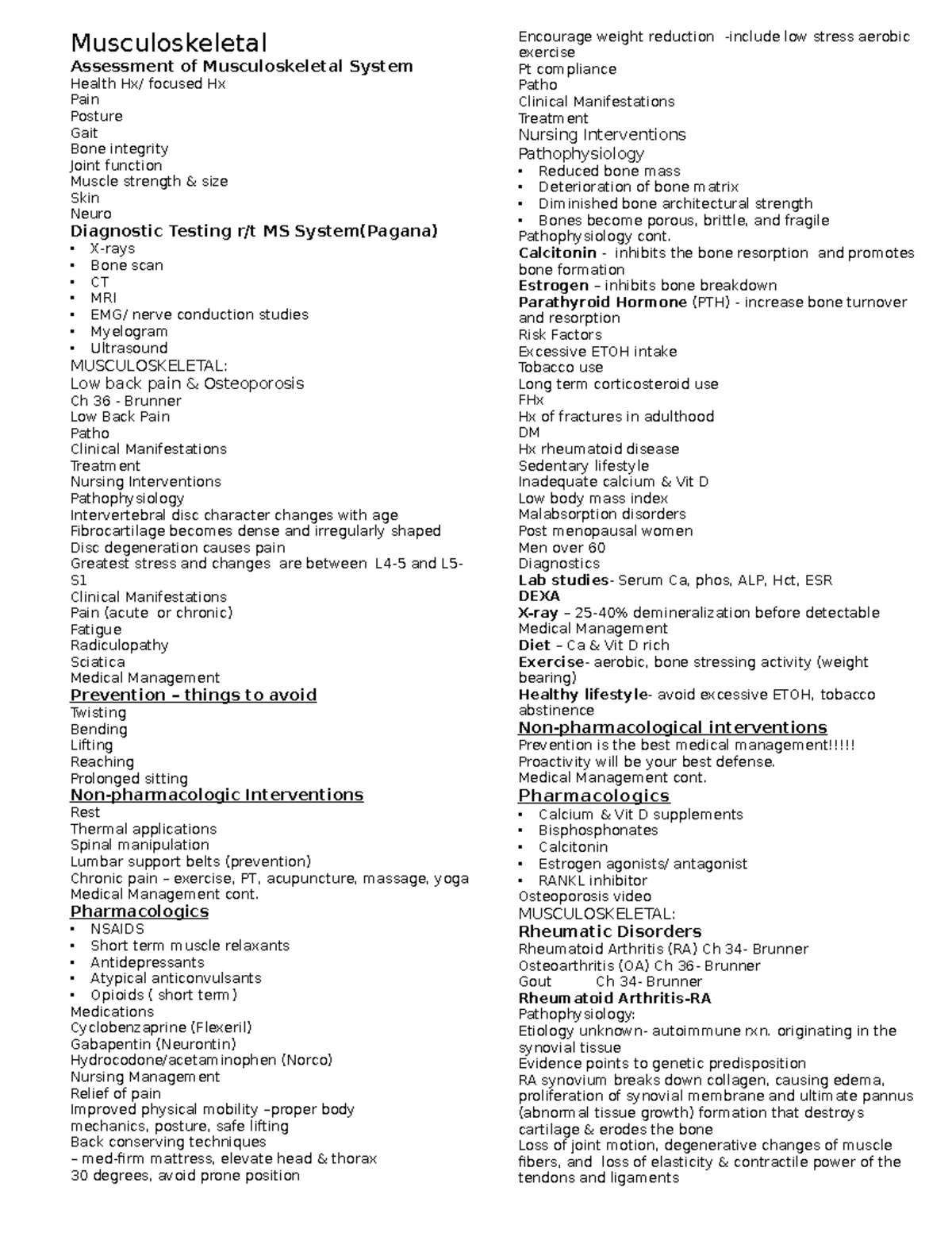 Musculoskeletal PP - Musculoskeletal Assessment of Musculoskeletal ...
