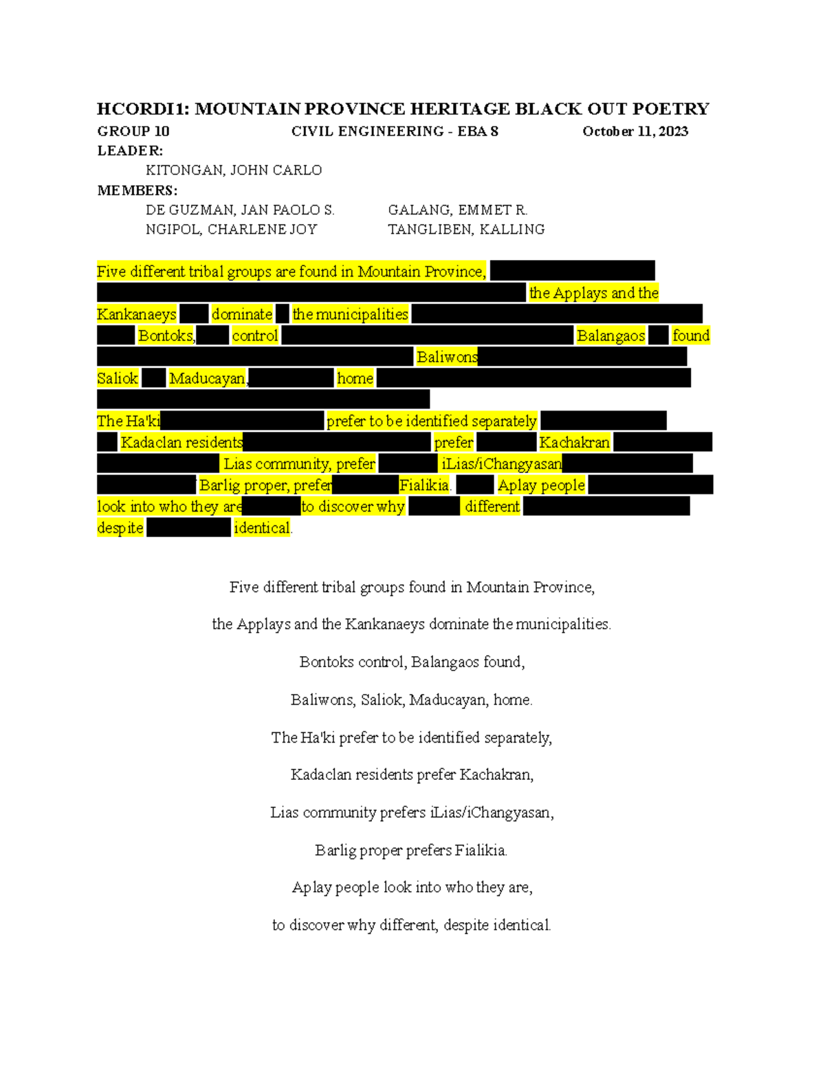 Mountain Province Heritage Black OUT Poetry - HCORDI1: MOUNTAIN ...