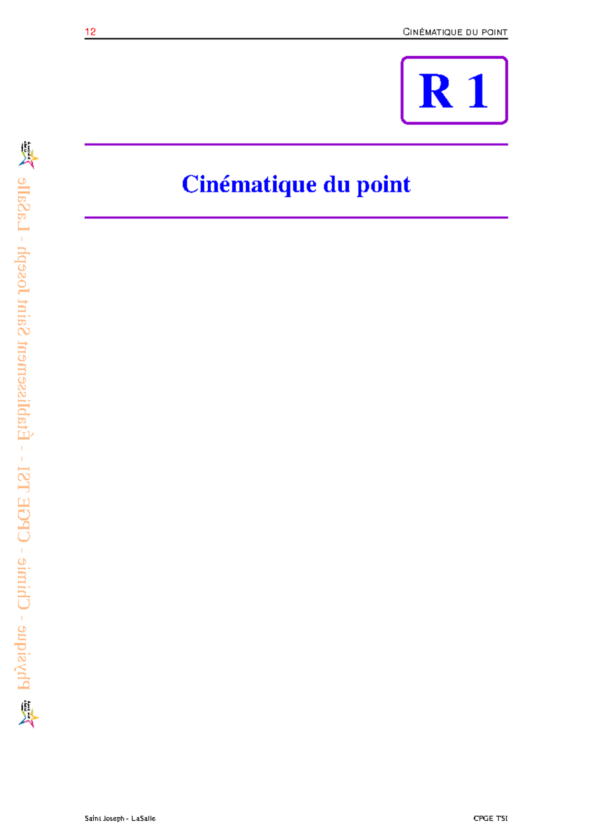 Cinematique du point 1 - Mecanique - Physique - Chimie - CPGE TSI ...