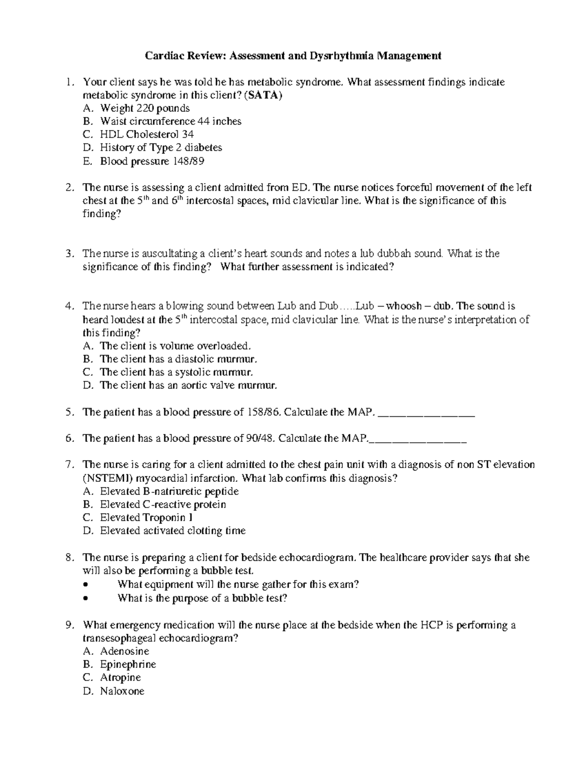 Cardiac Qs - Cardiac Review: Assessment and Dysrhythmia Management Your ...