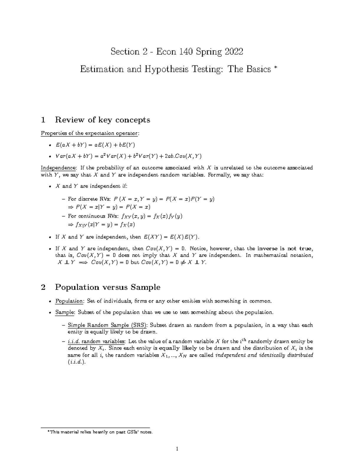 Section 2 Spring 2022 - ECON 140 - UCB - Studocu