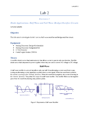 Lab 3 - Diode Applications: Clipper Circuits - Lab 3 Electronics 1 ...