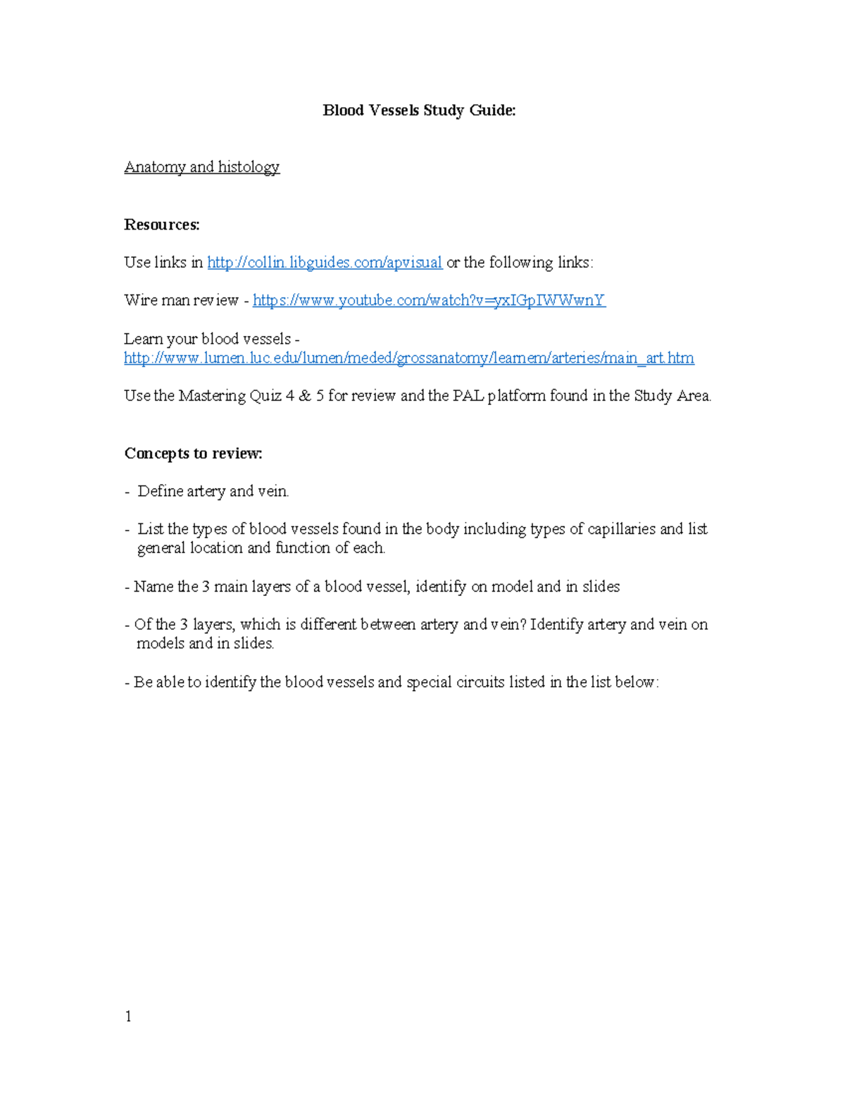 Blood Vessel Study Guide 2020 - Blood Vessels Study Guide: Anatomy and ...