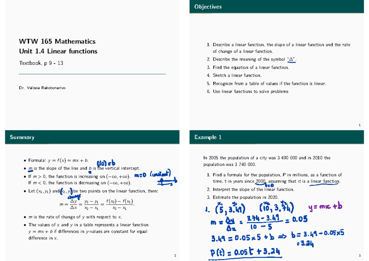 Unit1-42 - notes on work done in class - WTW 165 Mathematics Unit 1 ...